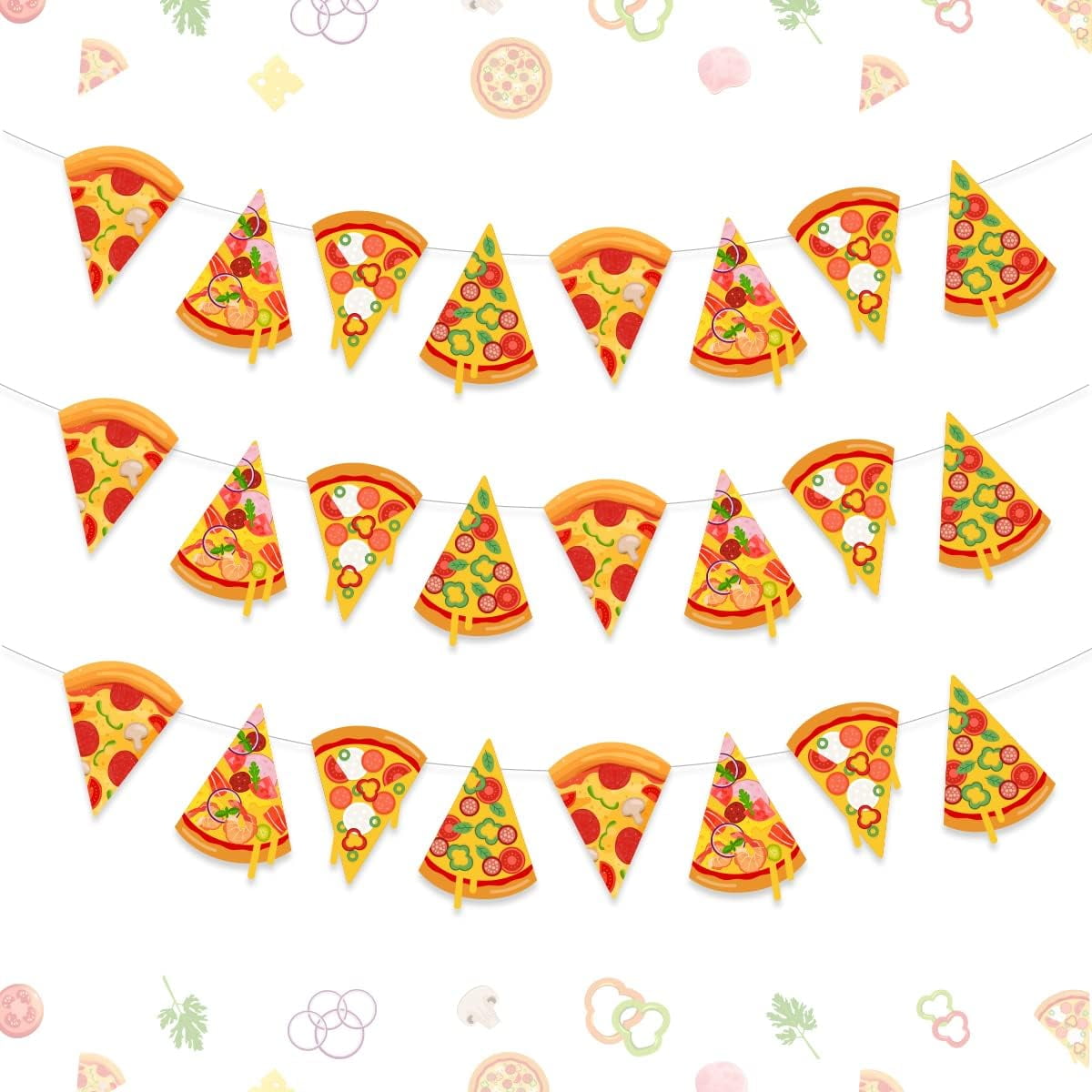 Fangleland 3 Pieces Pizza Banner, Pizza Theme Pennant Bunting Garland ...
