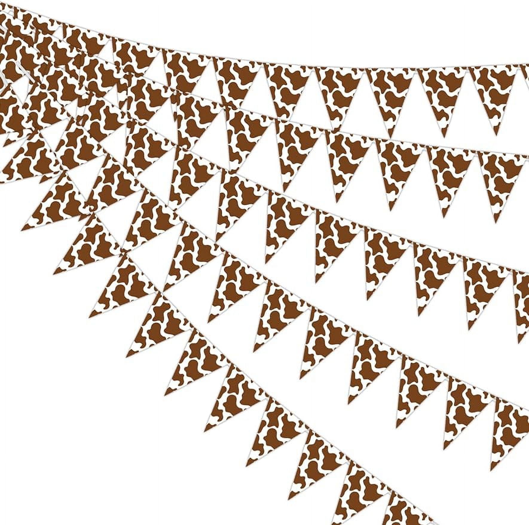 Fangleland 5 Pieces Cow Print Pennant Banners Brown- Farm Animal ...