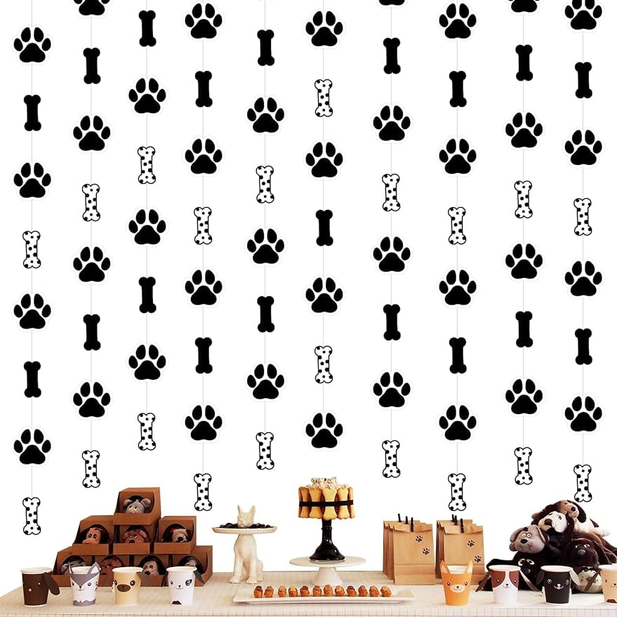 Fangleland 8Pcs Dog Paw Print Streamers Birthday Decorations - Dog ...