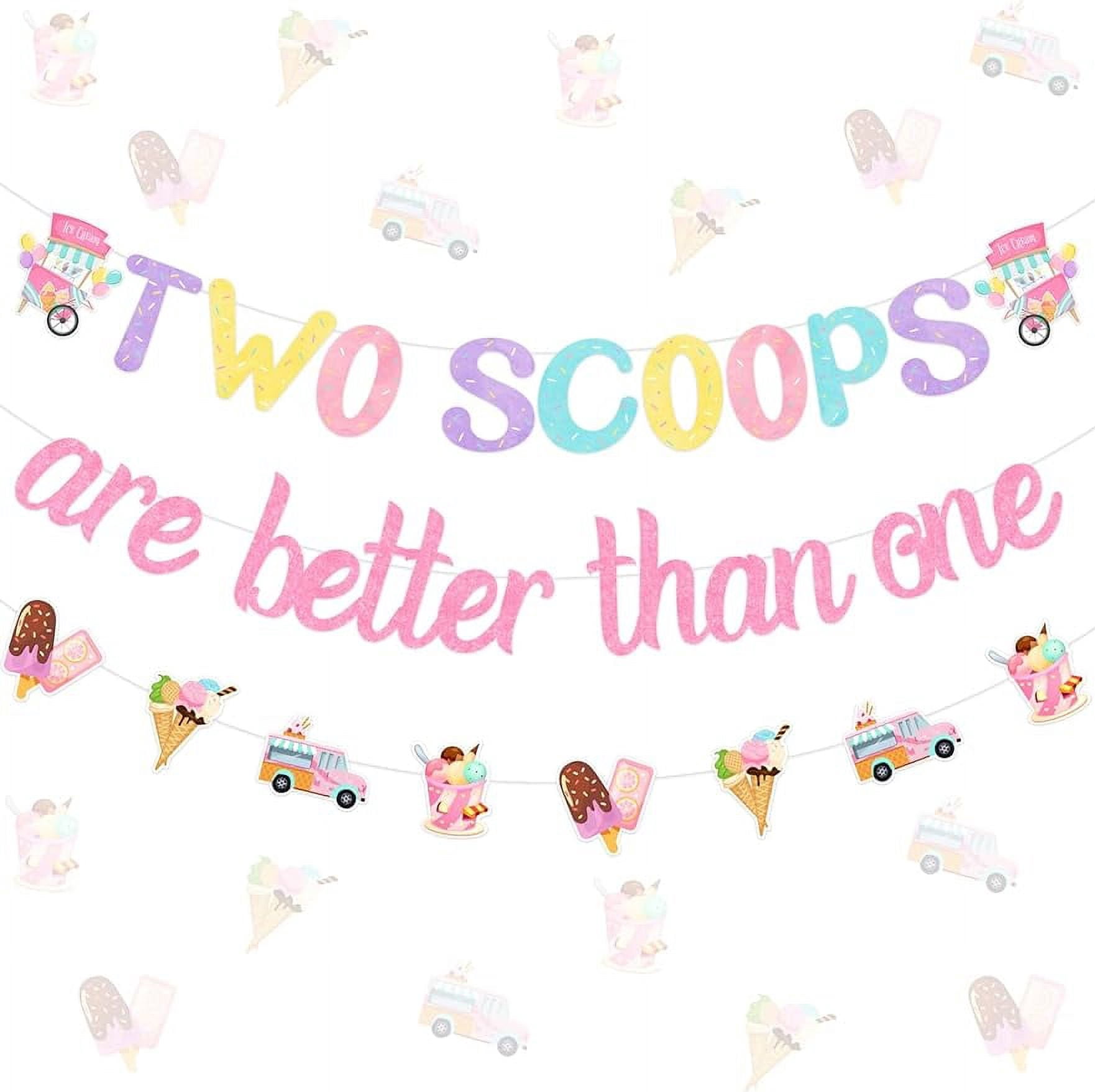 Fangleland Ice Cream Twin First Birthday Decorations with Two Scoops ...