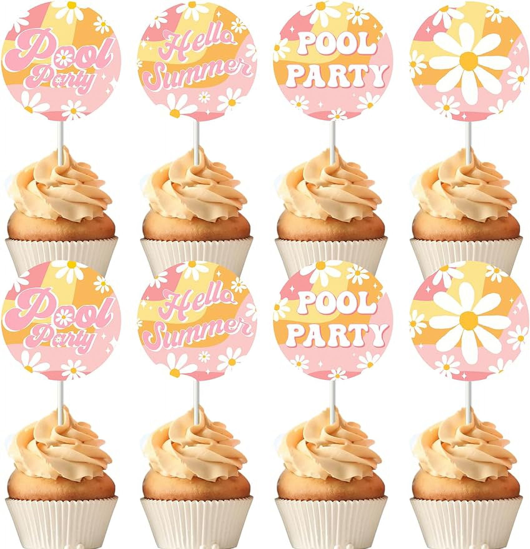 Fangleland Pool Party Birthday Cupcake Toppers Decorations for Girl ...