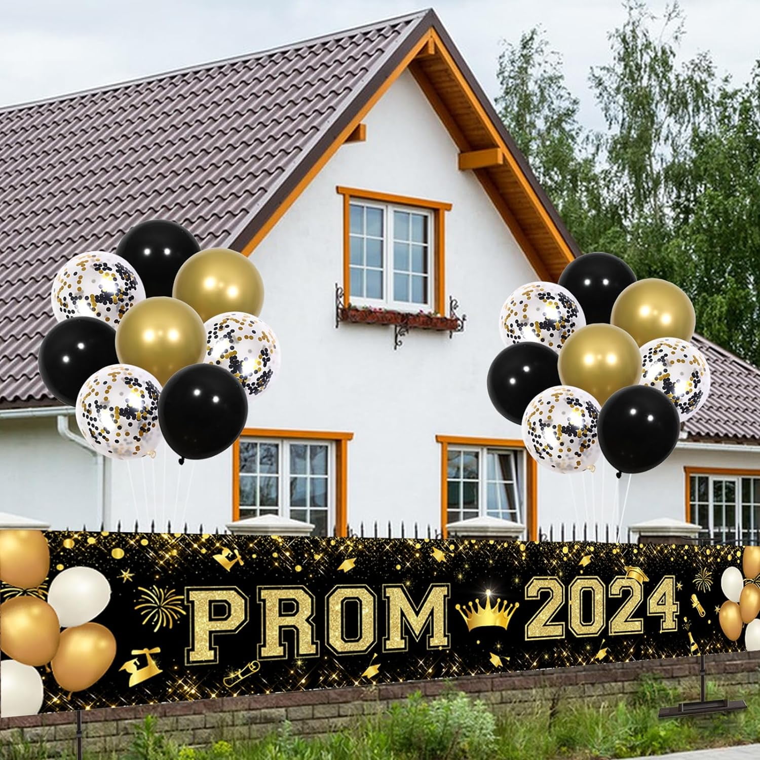 Fangleland Prom Decoration 2024- Black and Gold Graduation Party ...