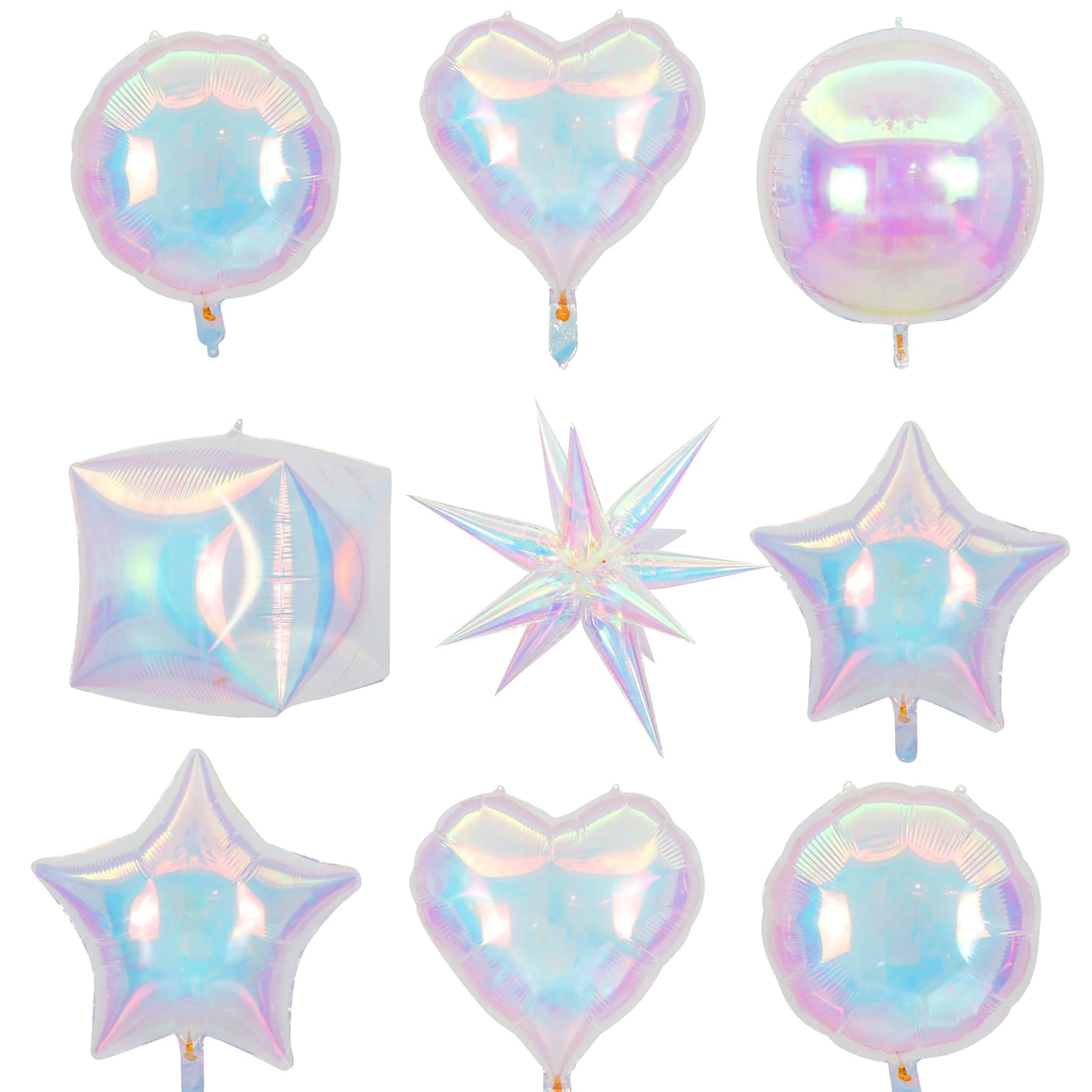Fangoo 9pcs 18-27in Iridescent Balloon Holographi ZLK1 Foil Balloons ...