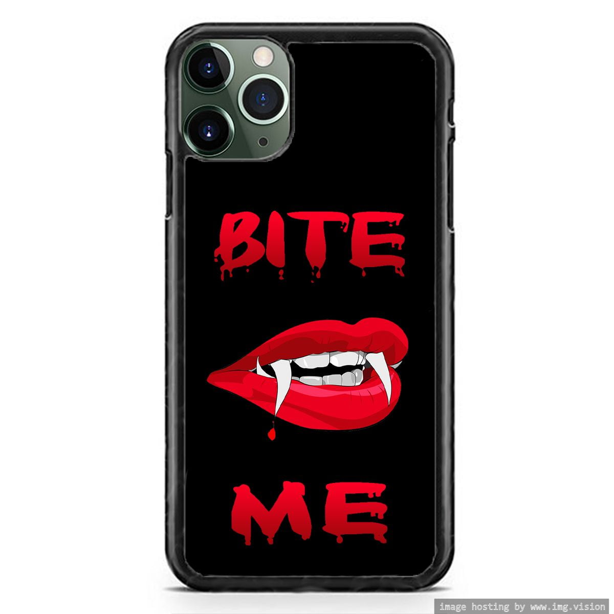 Fangs Bite Me Halloween Vampire Phone Case Hard Rubber Custom Case ...