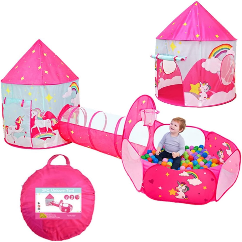 Fangsheng 3PC Princess Tent for Girls with Kids Ball Pit and Crawl ...