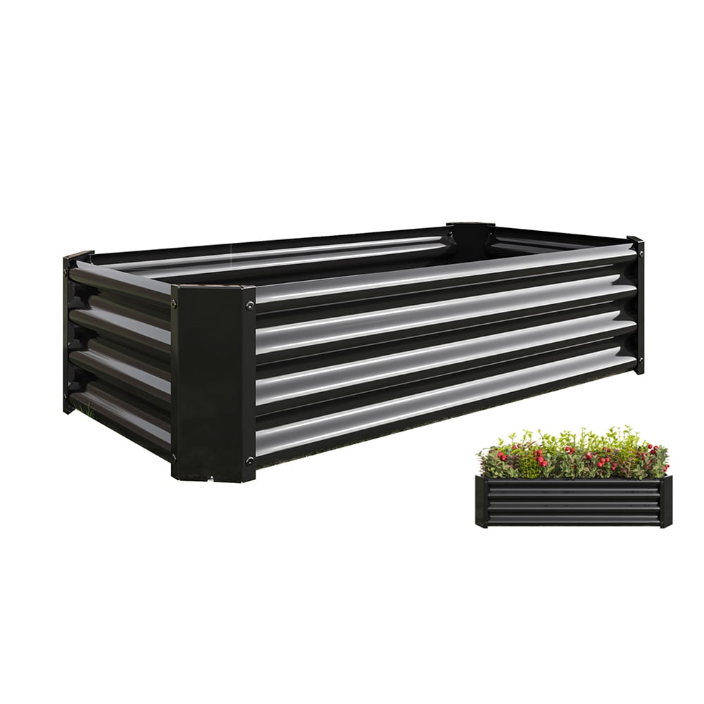 Fangsheng 4X2X1 ft Galvanized Raised Garden Beds Outdoor, Rectangle ...