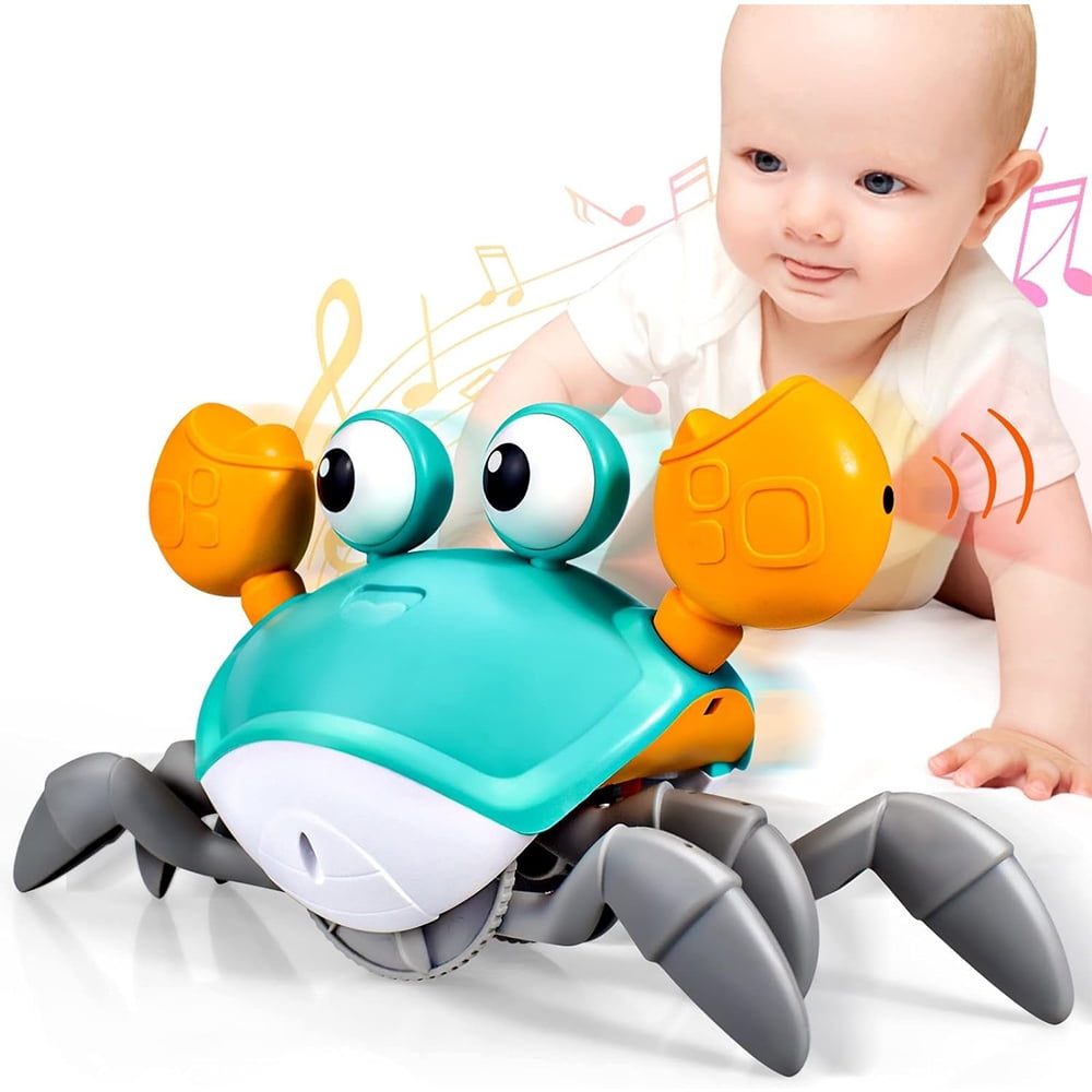 Fangsheng Green Crawling Crab Toys with Light Up, Interactive Musical ...