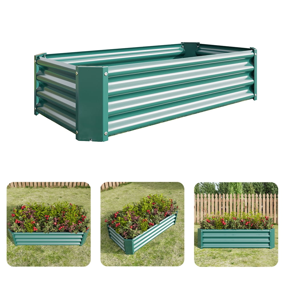 Fangsheng Rectangle 4x2x1 FT Galvanized Raised Garden Bed Kit, Large ...