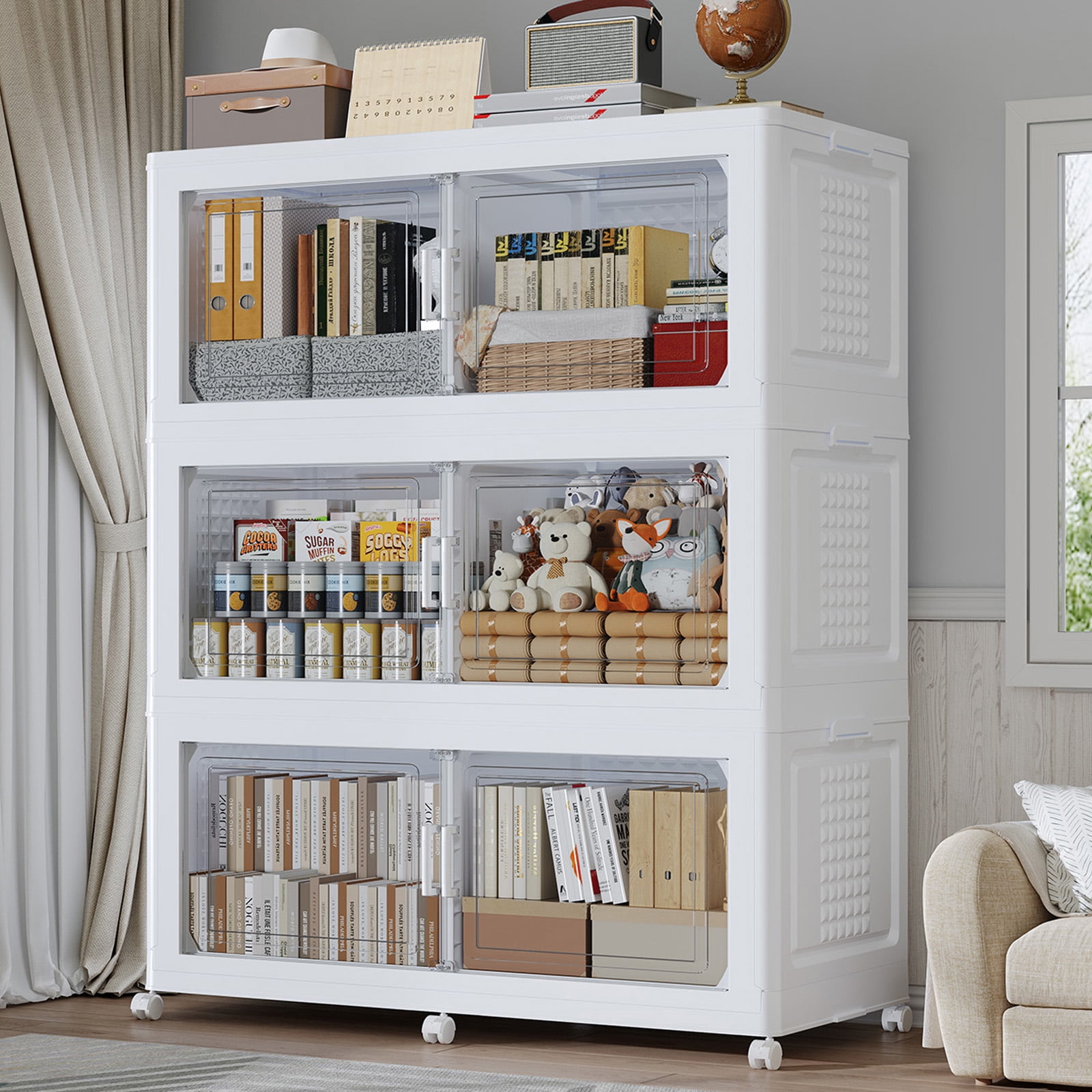 Fangtueh 120GAL Storage Bins with Lid and Wheels, Stackable Closet ...