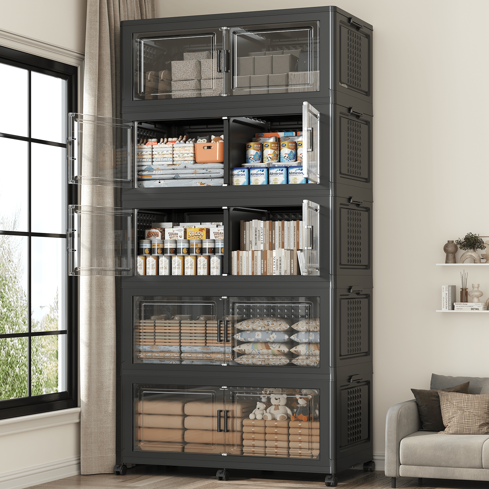 Fangtueh 200GAL Storage Bins with Lid and Wheels, Stackable Closet ...