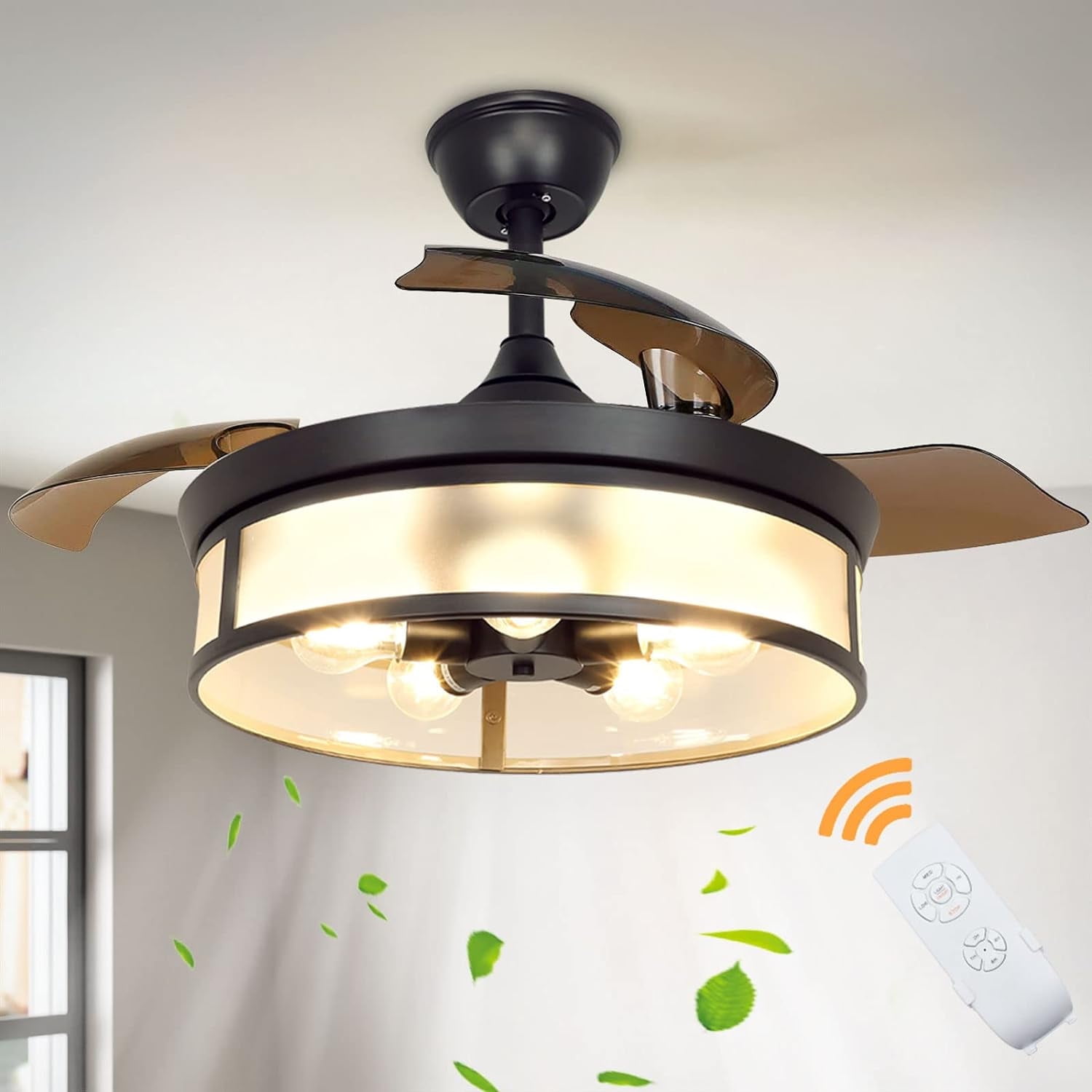 Depuley 42" Ceiling Fan with Lights, Remote, 3 Speeds, Dimmable, Low ...