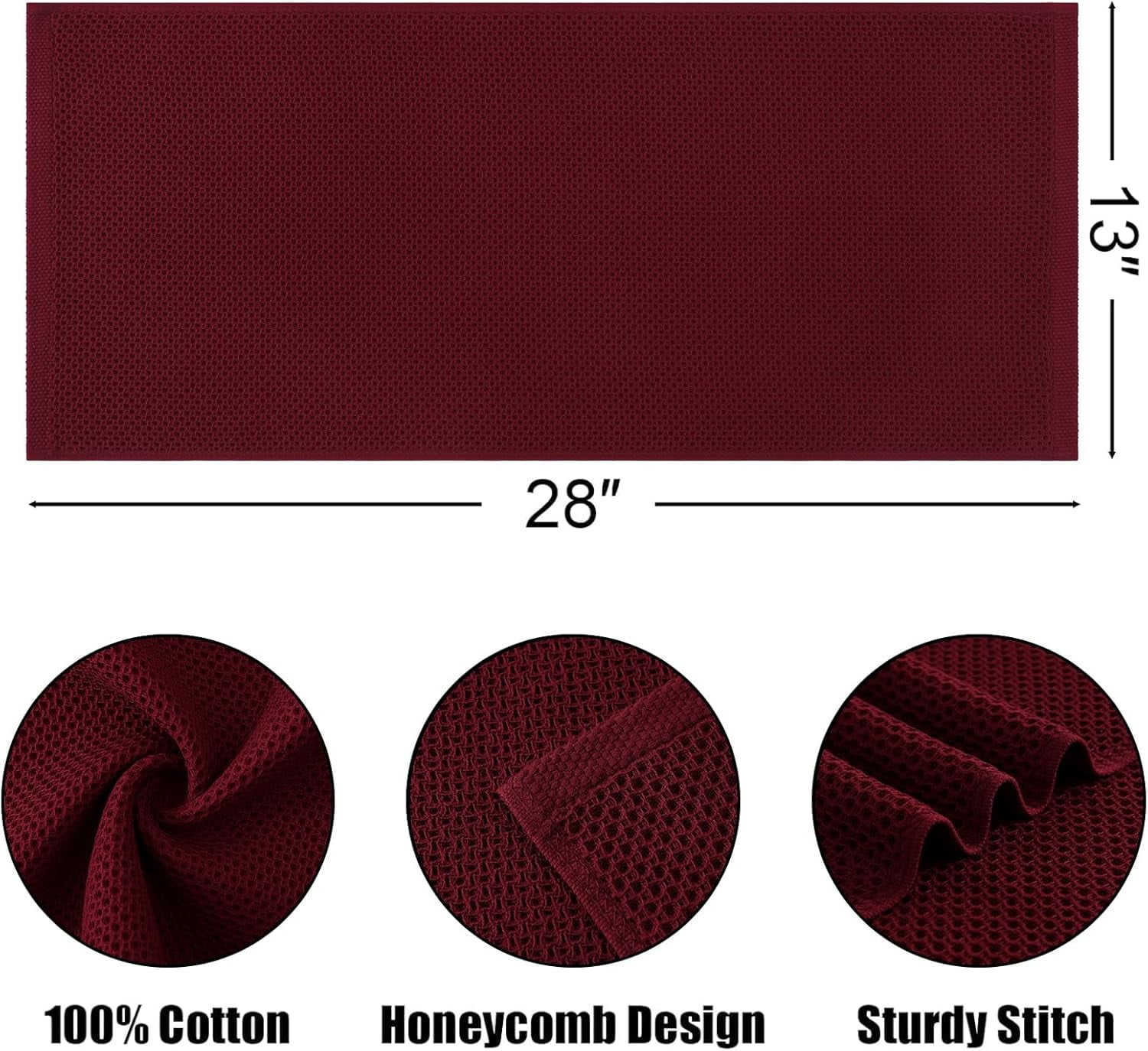 Fanhua-100% Cotton Waffle Weave Kitchen Towels, 4-Pack Super Soft and Absorbent Dish Towels for ...