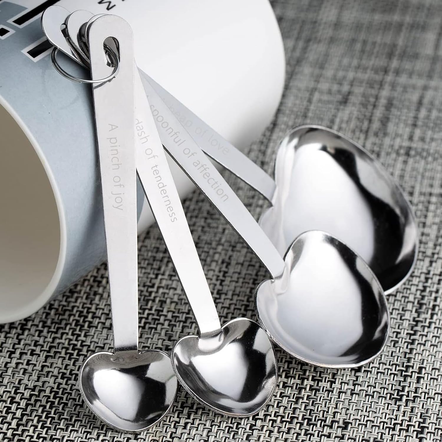 Fanhua-12 Packs Heart Shaped Measuring Spoon Set for Wedding Birthday ...
