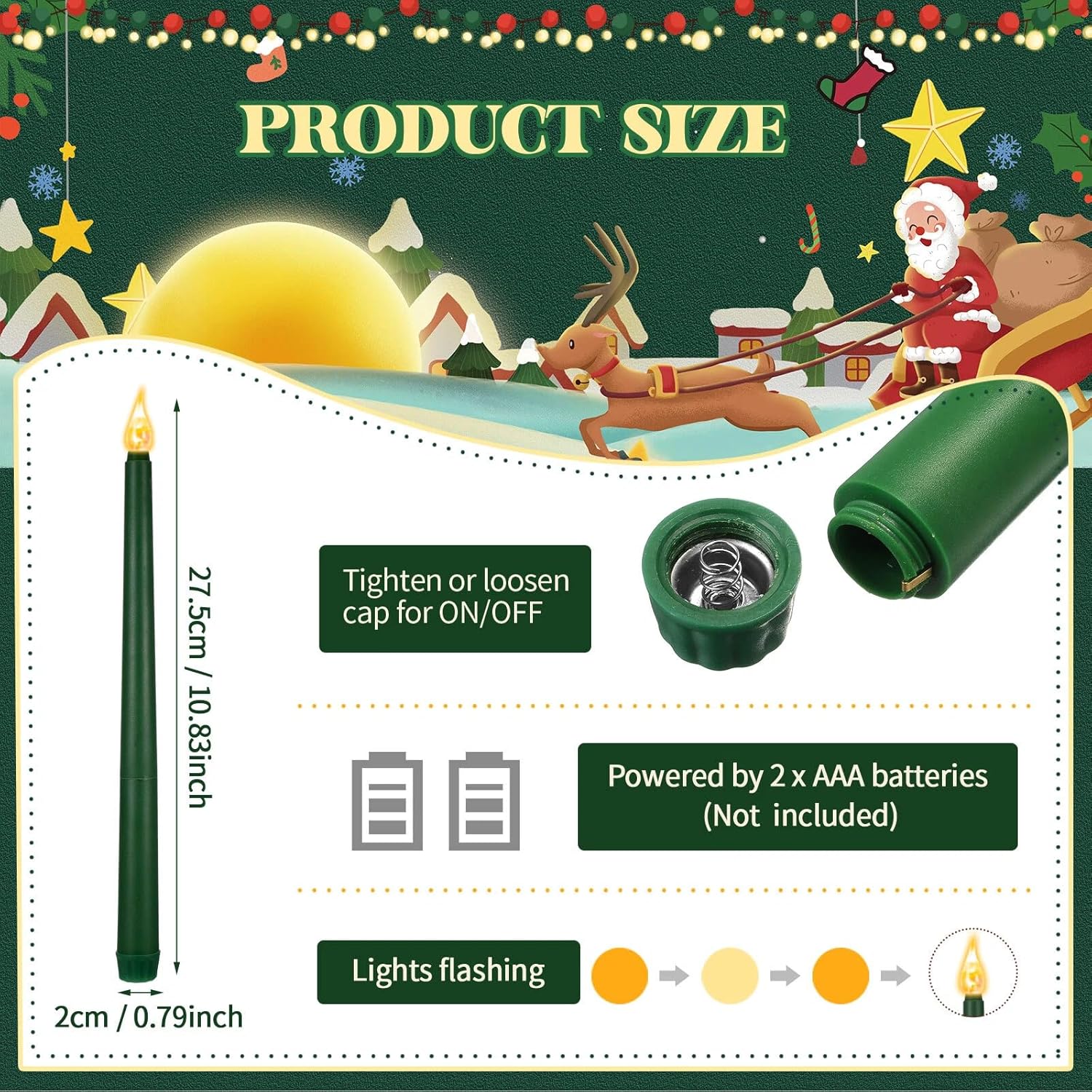 Fanhua-12 Pcs LED Taper Candles Flameless Battery Dripless Dinner ...