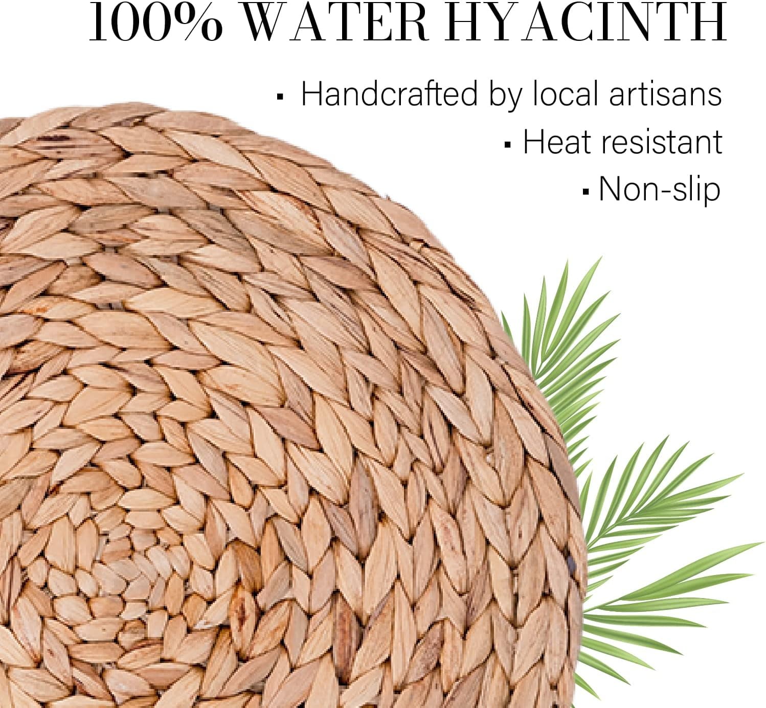 Fanhua-13.8" Set of 4 Round Water Hyacinth Placemats | Boho Woven ...