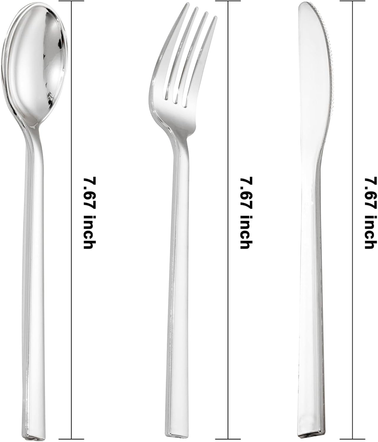 Fanhua-150 Pcs Silver Plastic Silverware, Silver Disposable Cutlery ...