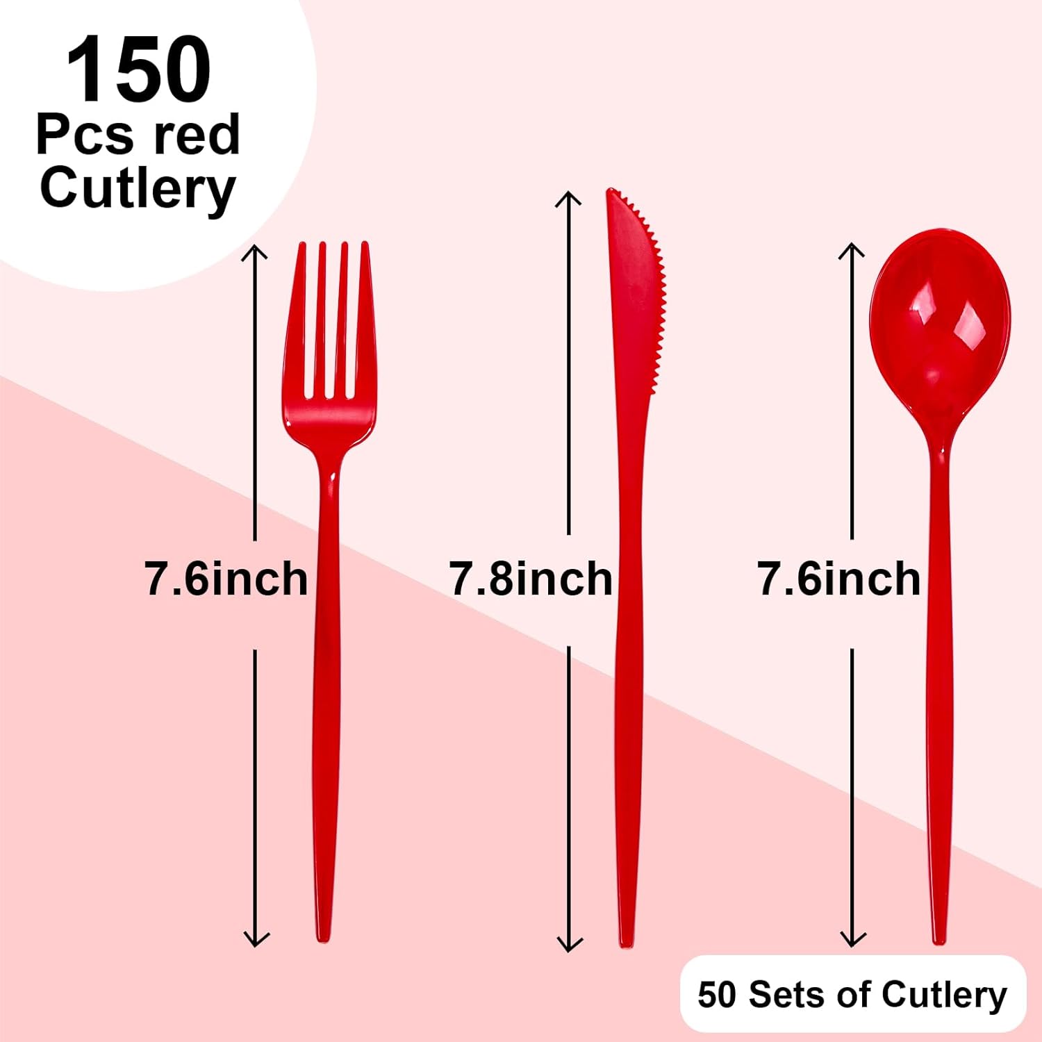 Fanhua-150PCS Red Plastic Silverware Set - Heavy Duty Plastic Cutlery ...
