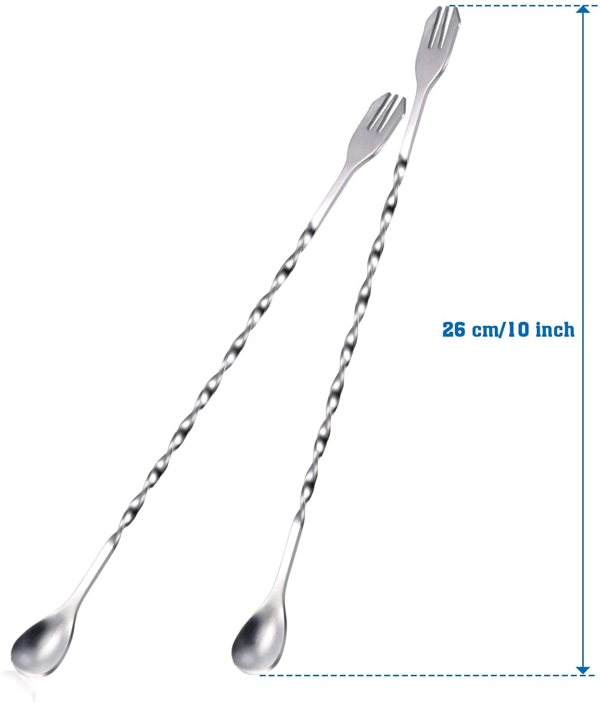 Fanhua-16 Pcs 10 Inch Long Bar Spoon Cocktail Spoon Stirring Mixing ...