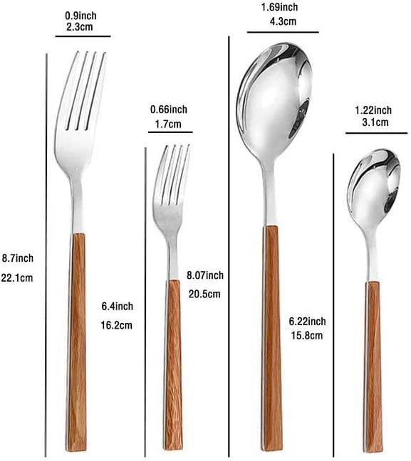 Fanhua-16 Pieces Stainless Steel Dinnerware Set Flatware Fork Spoon ...