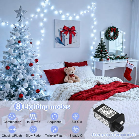Fanhua-165FT 500 LED Christmas Lights, Plug in Christmas String Lights Indoor with Waterproof, 8 ...