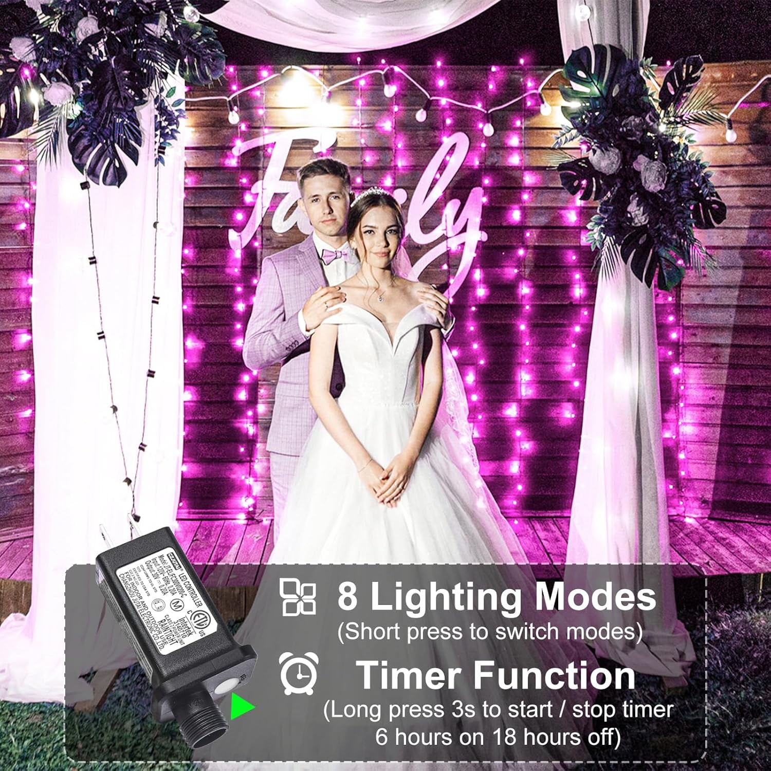 Fanhua-2 Pack Christmas Lights Outdoor, Total 200FT 600LED String ...