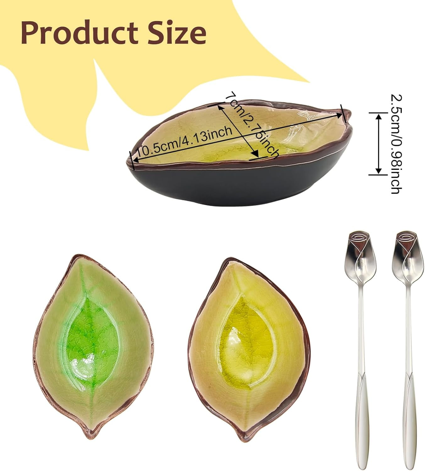 Fanhua-2 Pack Coffee Spoon and Leaf Rest Set, Ice Cracks Leaf Ladle ...