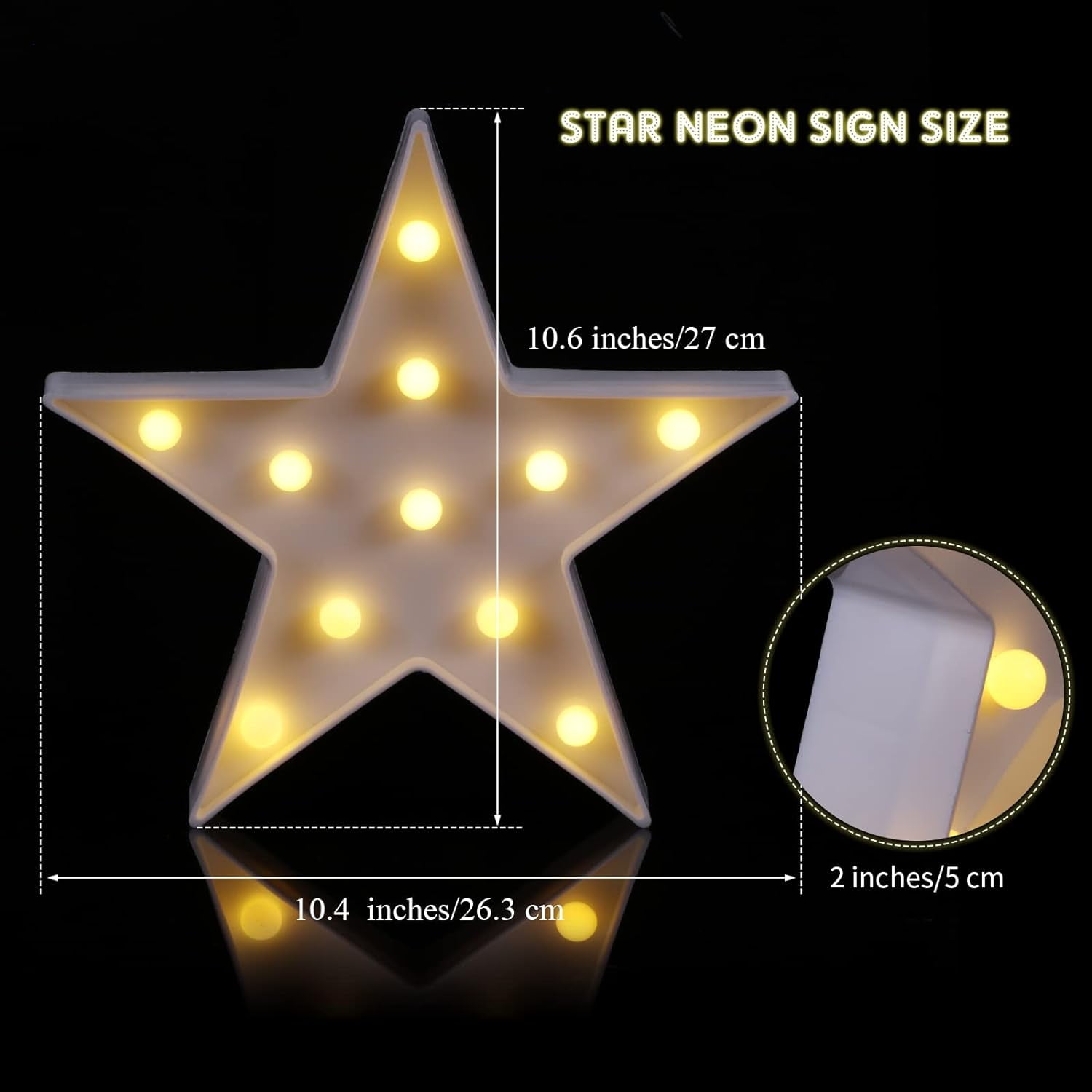 Fanhua-2 Pcs Star Plastic Night Light Battery Operated LED Marquee ...