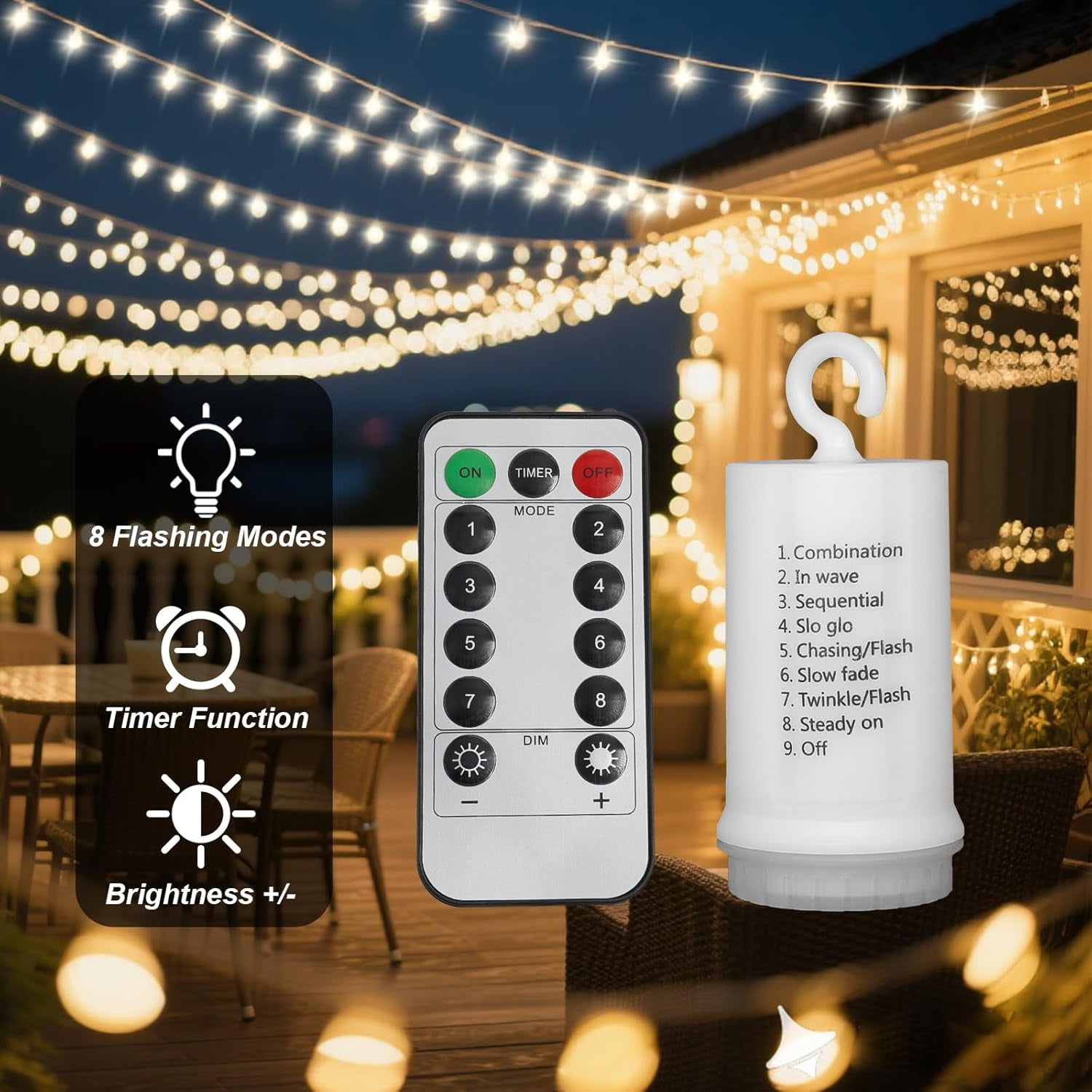 Fanhua-200 Led Fairy String Lights with Remote Timer, Firefly Bunch ...