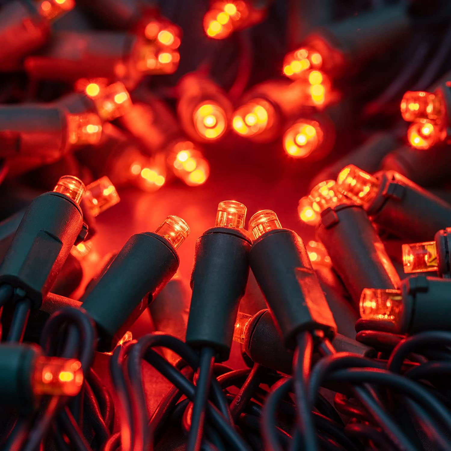FANHUA-200 Orange Wide Angle LED Christmas Lights, 66 Feet Green Wire ...