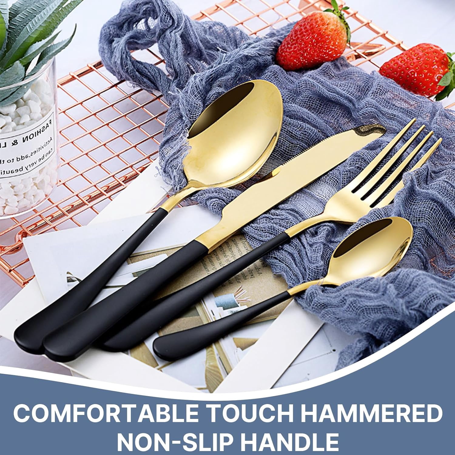 Fanhua-24 Pieces Flatware Set, Stainless Steel Flatware Set with ...