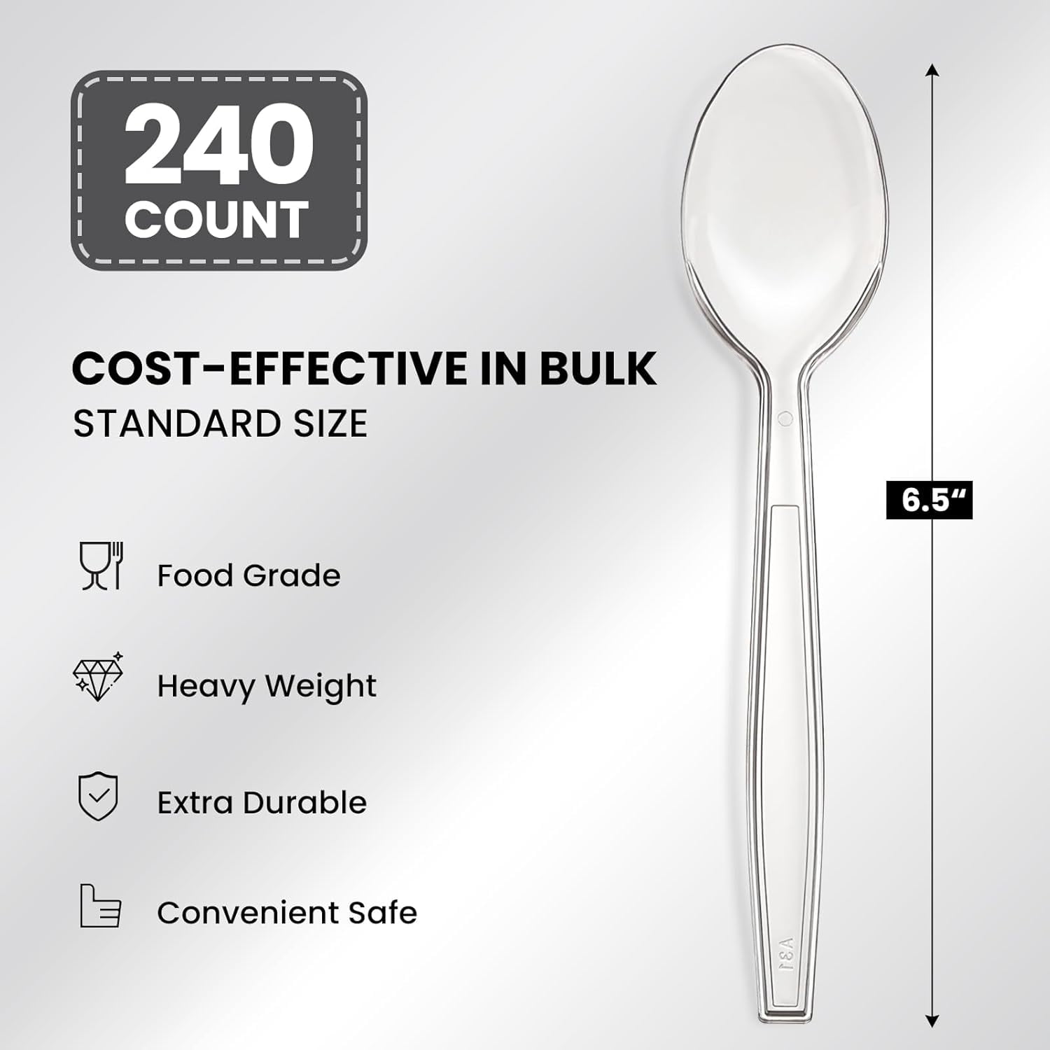 Fanhua-240 Count Extra Heavy Duty Clear Plastic Spoons, Solid and ...