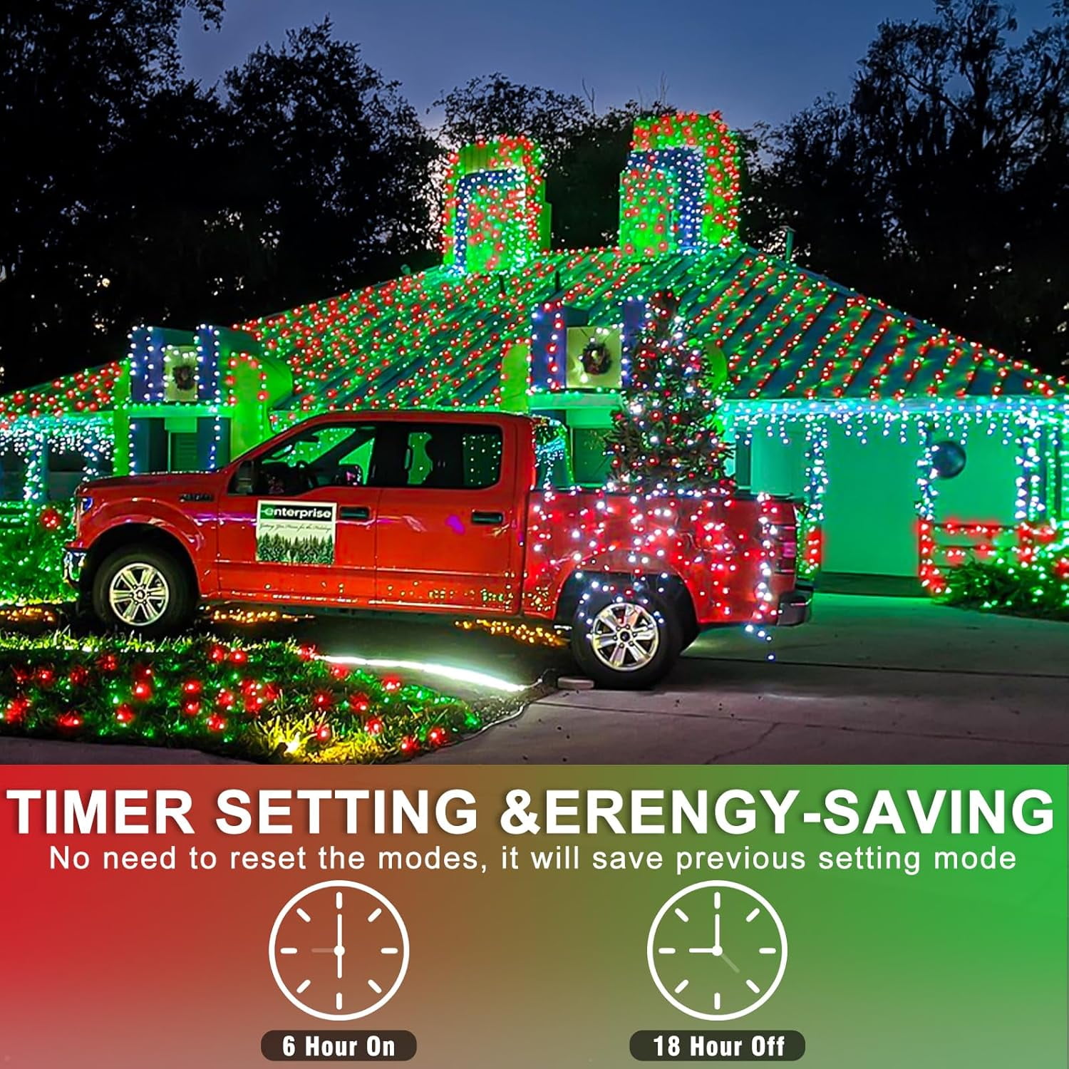 Fanhua-250 LED Christmas Lights Outdoor,82ft Red and Green String ...