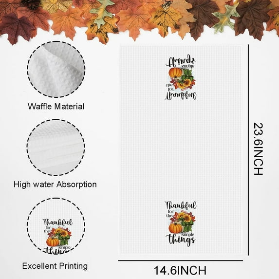 Fanhua-2Pcs Pumpkin Maple Leaves Fall Kitchen Towels Fall Kitchen Decor ...
