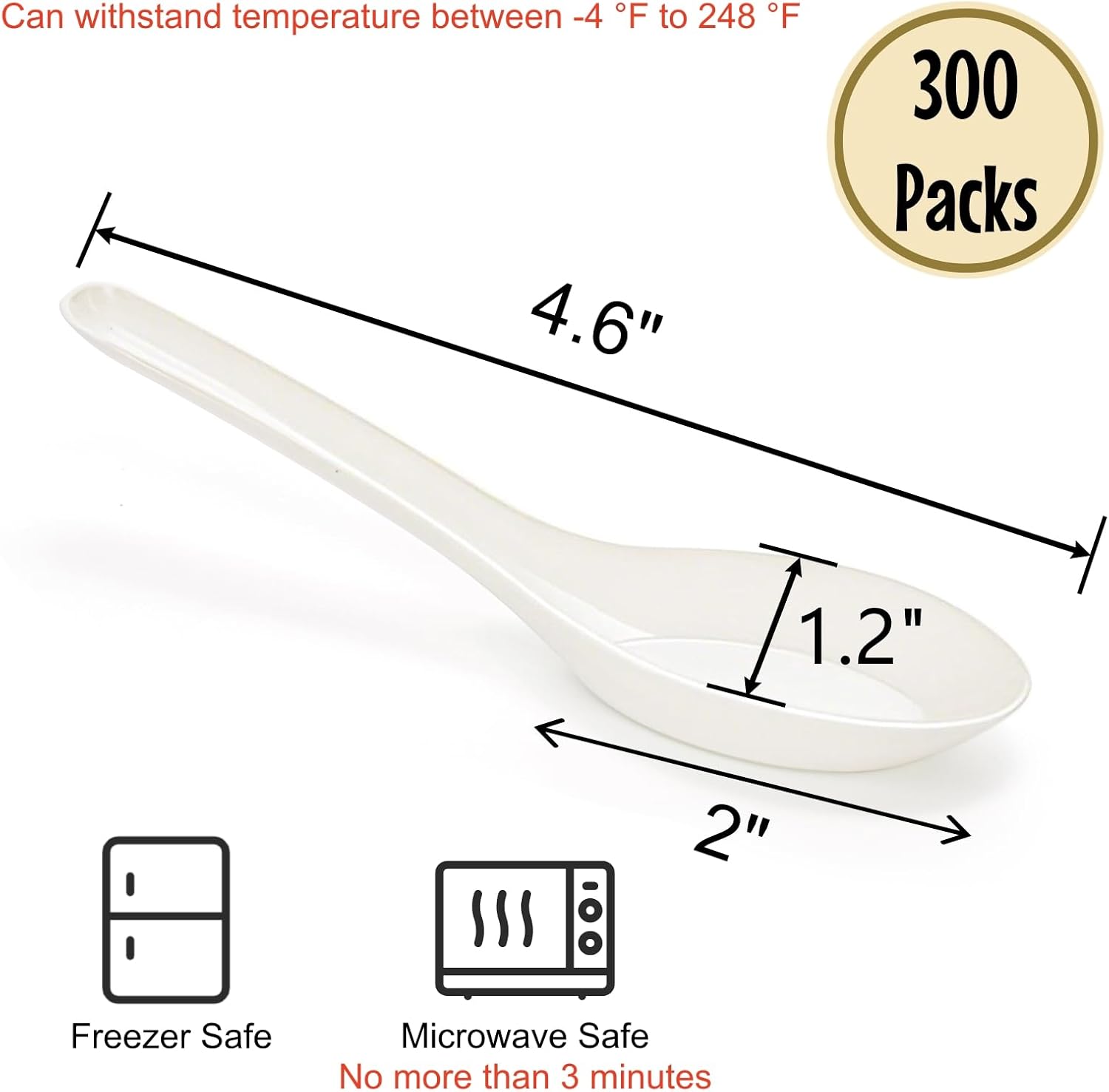 Fanhua-300 Pack Disposable Asian Soup Spoon, Small Plastic Spoons Bulk ...