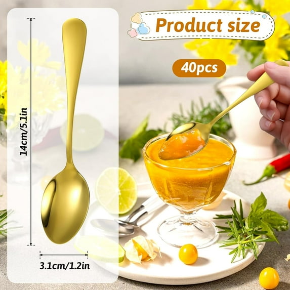 Fanhua-40 Pcs Gold Spoons for Coffee Demitasse Espresso Mini Stainless ...