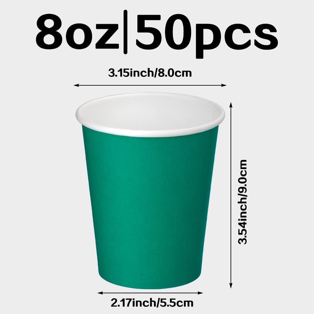 Fanhua-50 Pack 8 oz Green Disposable Paper Cups, Paper Coffee Cups ...