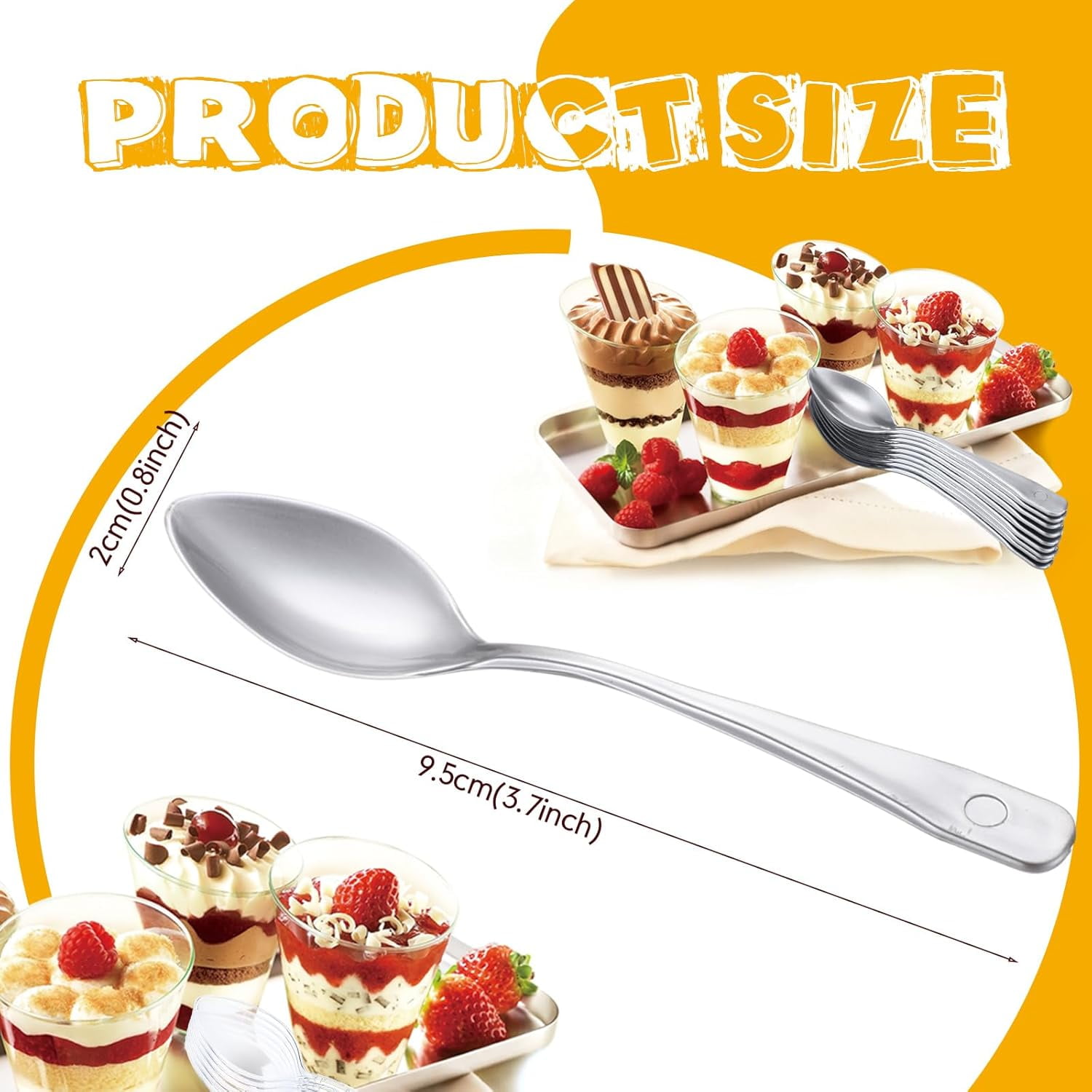 Fanhua-500 Pcs Silver Plastic Mini Spoons 3.7inch Disposable Desserts ...