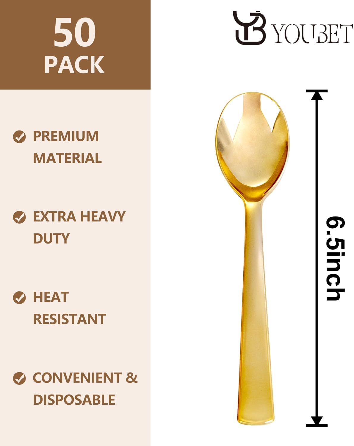 Fanhua-50Pcs Gold Plastic Spoons - Heavy Duty Plastic Spoons ...