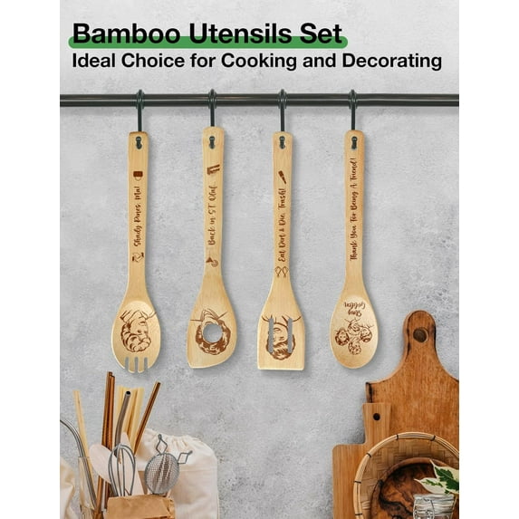 Fanhua-5Pcs Golden Girls Cooking Spoons, Bamboo Spoons for Cooking ...