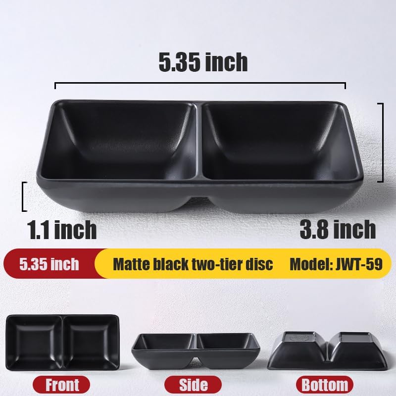 Fanhua-6 Pcs Dual Dipping Sauce Bowls Soy Sauce Dish Bowls Two ...