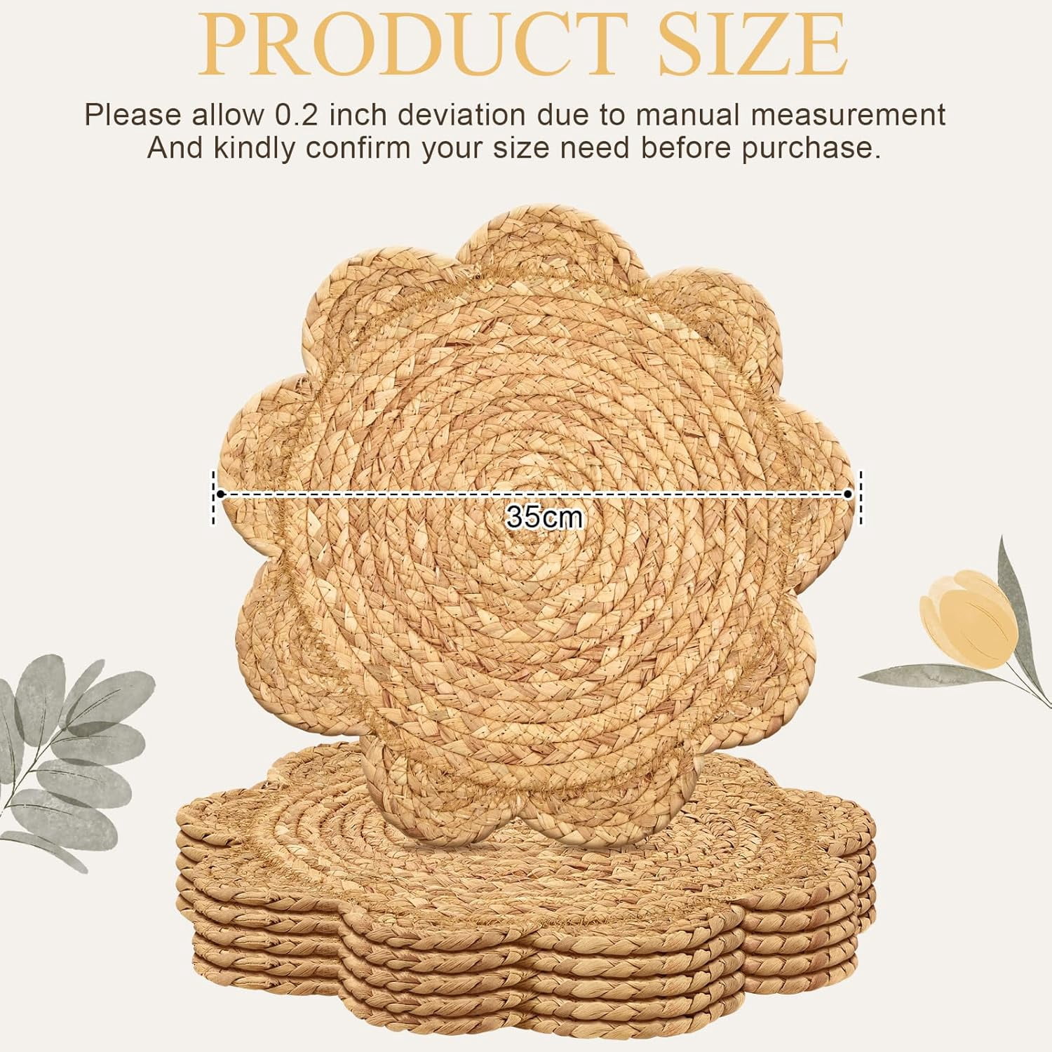 Fanhua-6 Set 13.8 Inch Round Woven Rattan Placemats Plate Chargers ...
