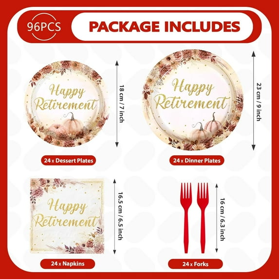 Fanhua-96 Fall Burgundy Retirement Party Supplies Happy Retirement ...