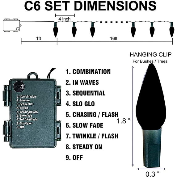 Fanhua-C6 Battery Operated Christmas Lights, 4 Pack Total 200LED 68FT Multi-Colored Lights with ...