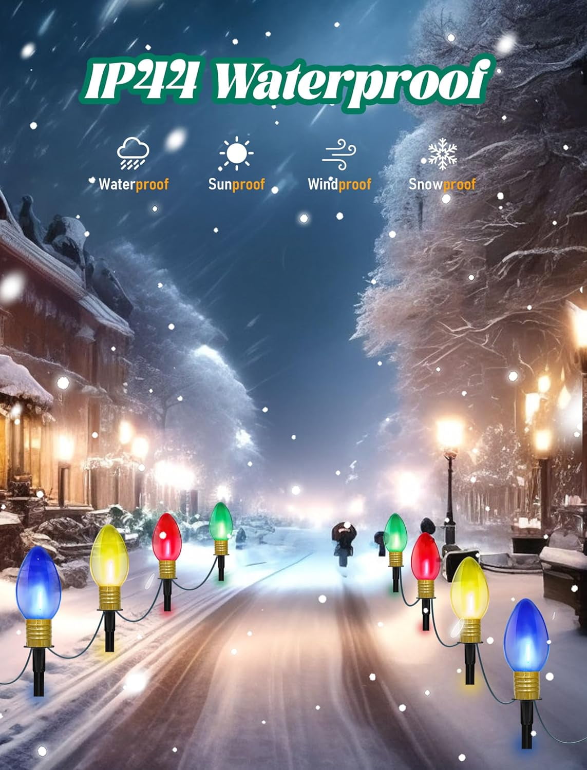 Fanhua-C9 Christmas Multicolor Pathway Lights, 7Ft Outdoor Christmas ...