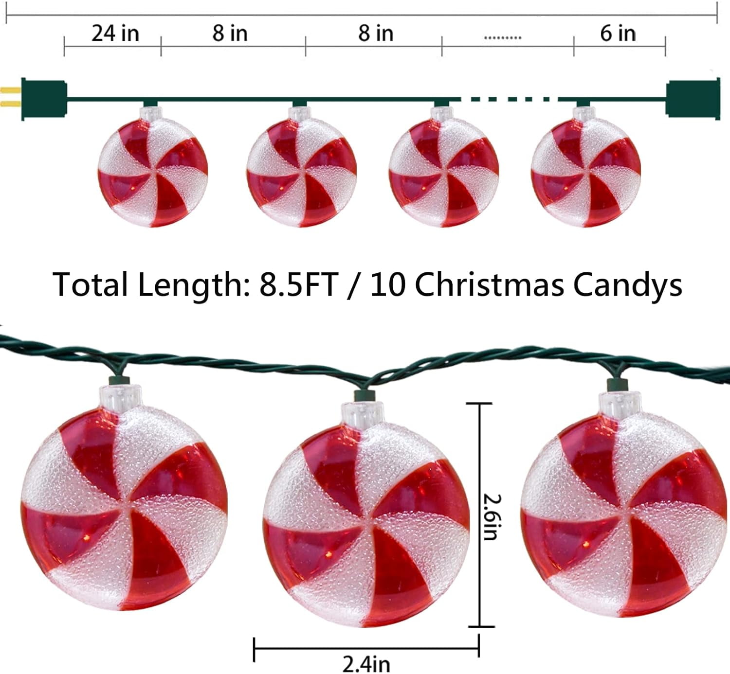 Fanhua-Candy String Lights, 8.5Ft Fun String Lights with 10 Round ...