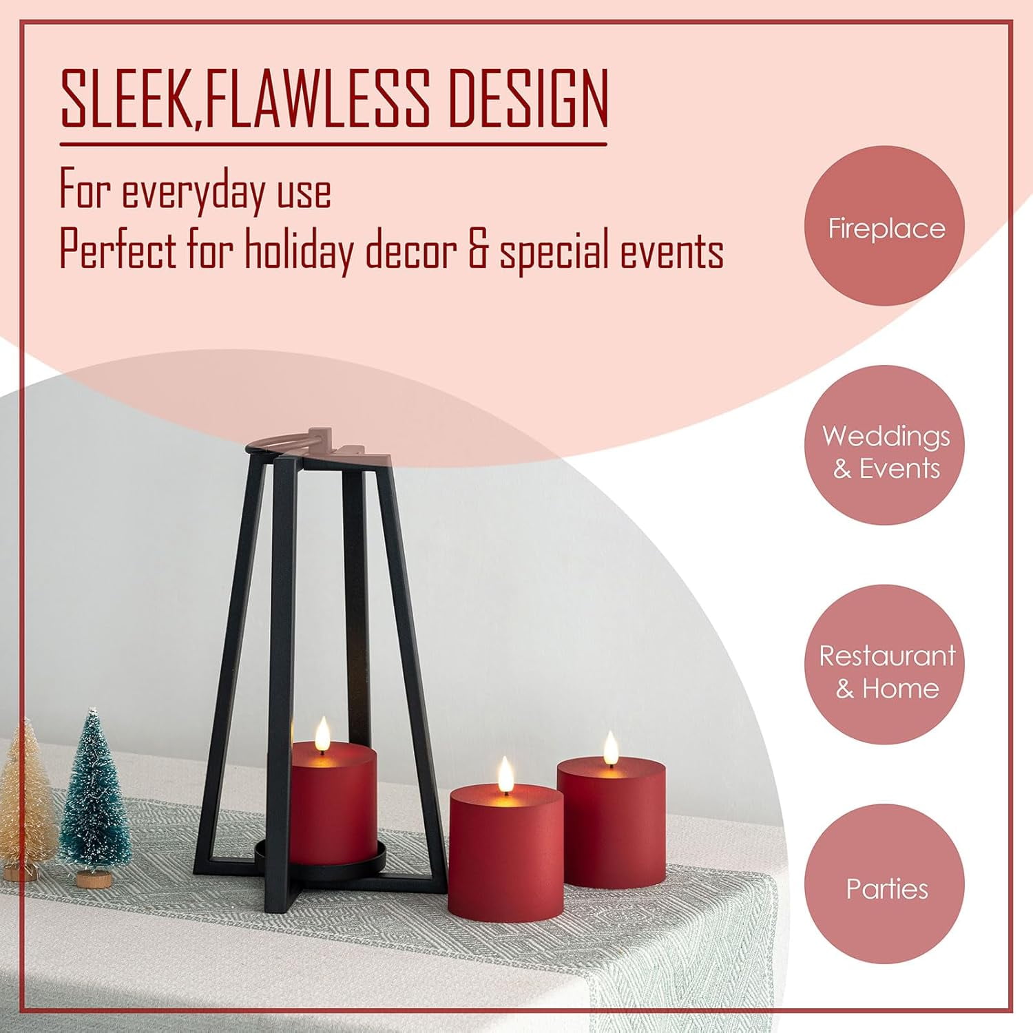Fanhua-Christmas Red Flameless Pillar Candles 3x3 Set of 3 with Battery ...