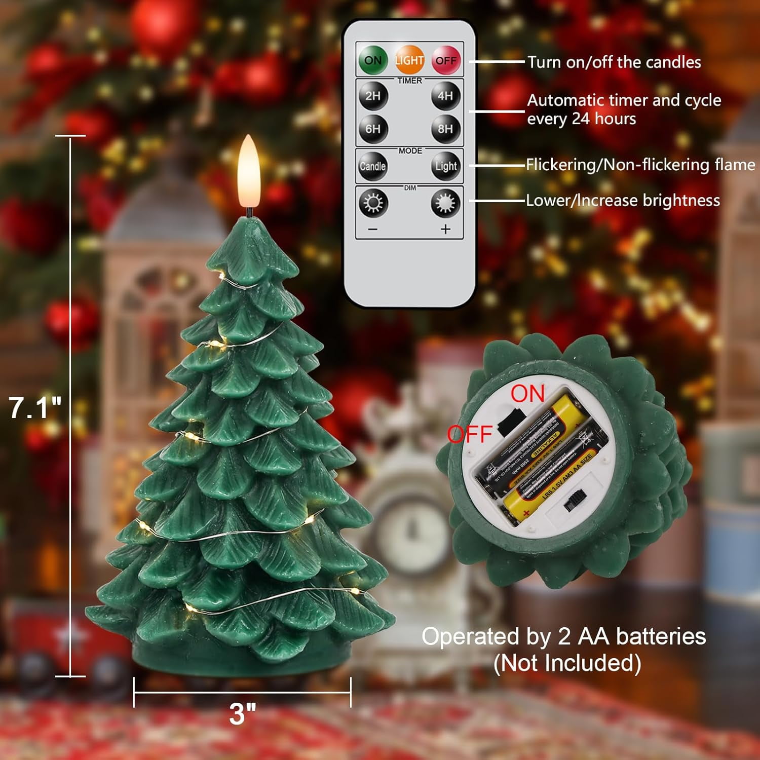 Fanhua-Christmas Tree Flameless Candles String Lights with 11-Key ...