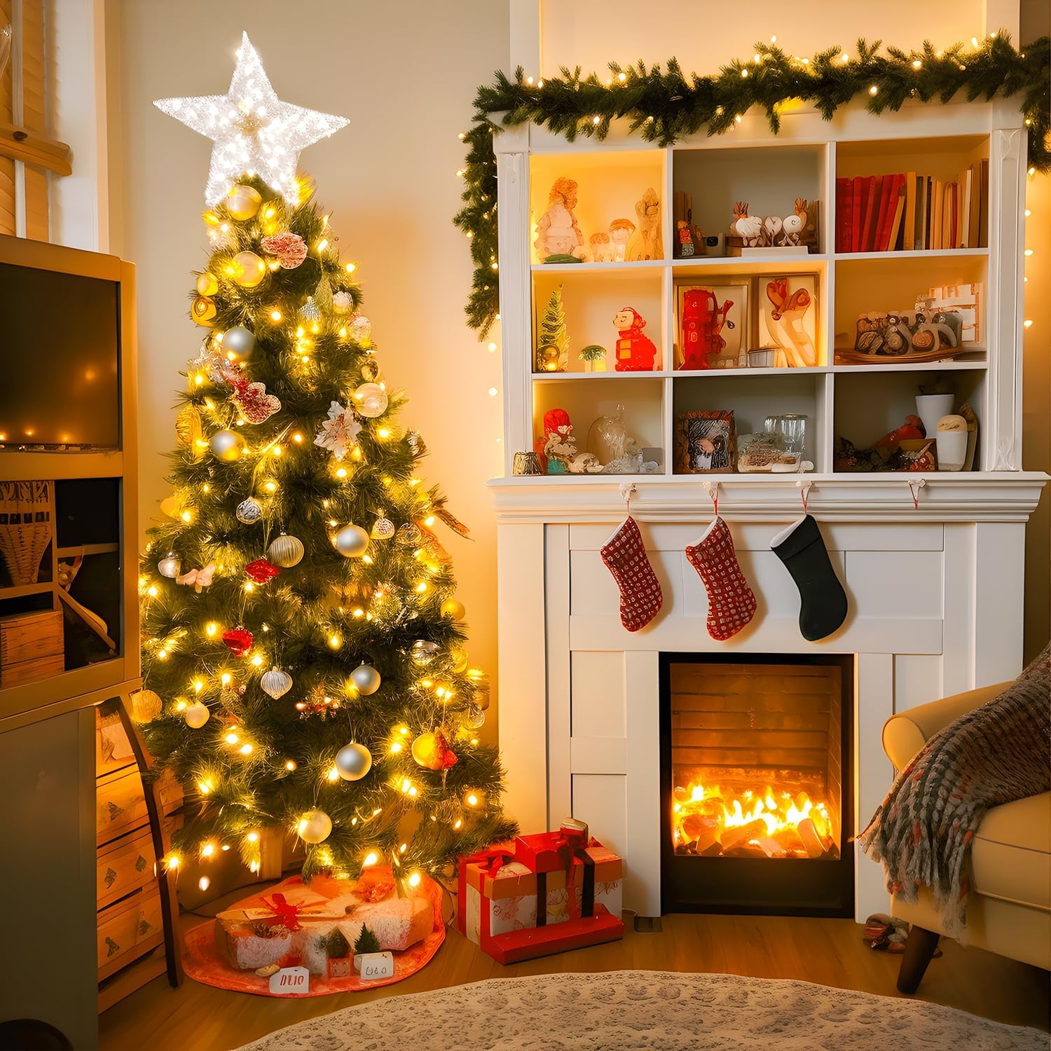 Fanhua-Connectable Warm White Christmas Lights Indoor Outdoor, 91.5ft ...