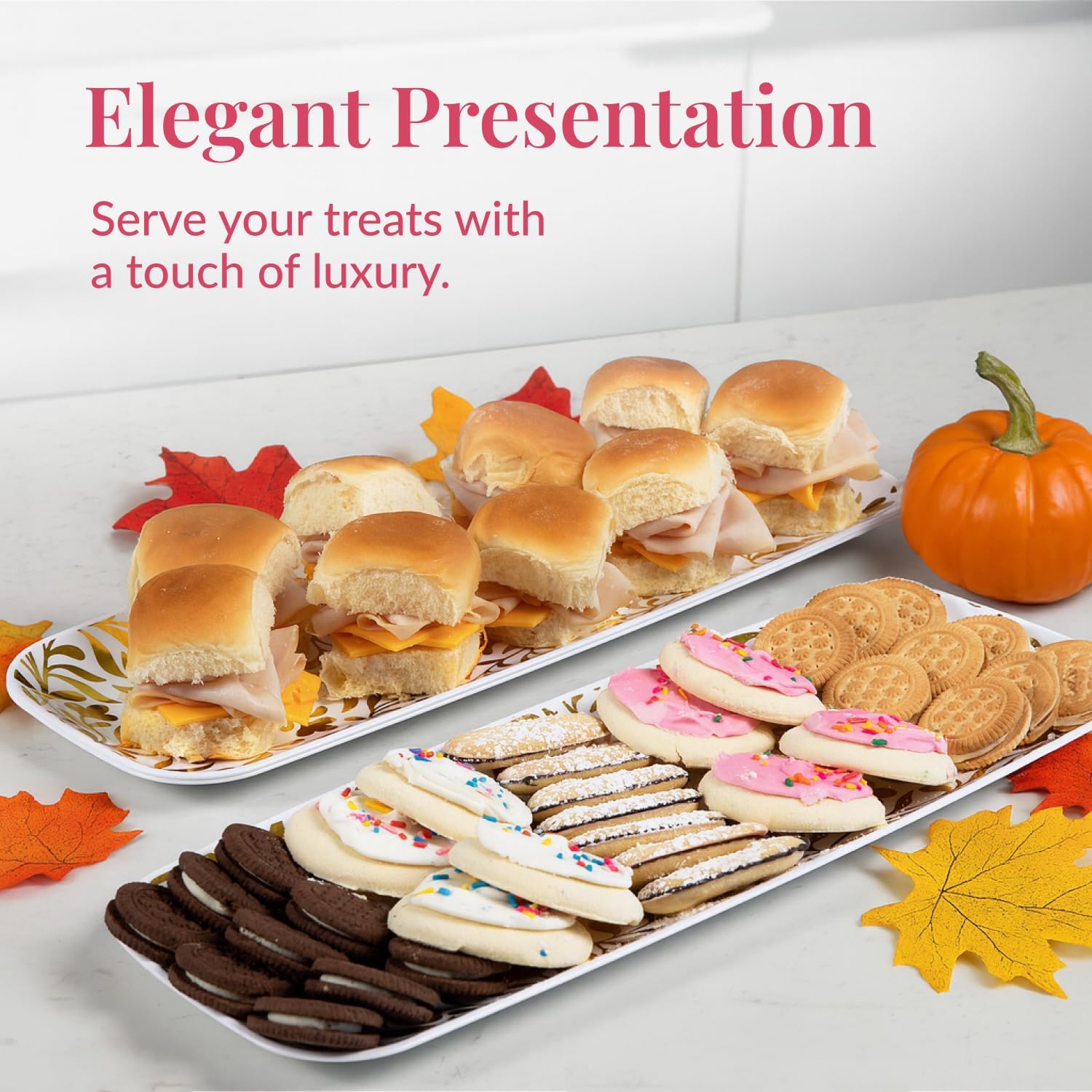 Fanhua-Disposable Gold Serving Trays for Parties, 3 Pack - Elegant ...