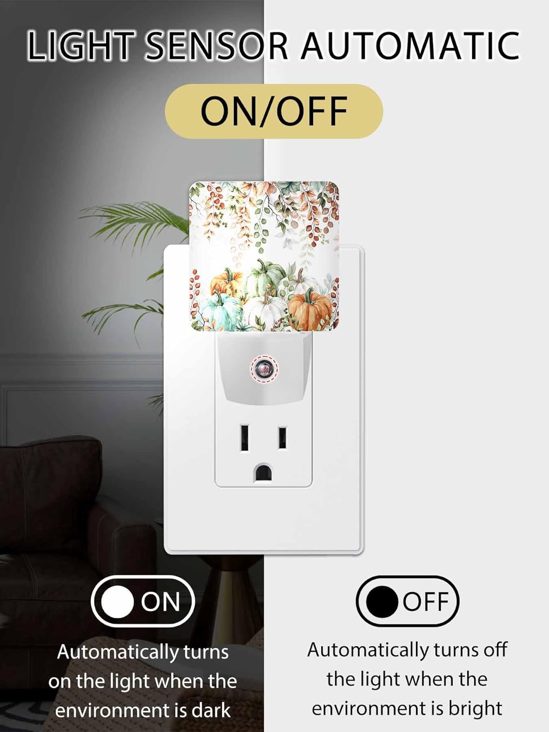 Fanhua-Fall Night Lights Auto Sensor Autumn Eucalyptus Leaf Plug-in LED ...